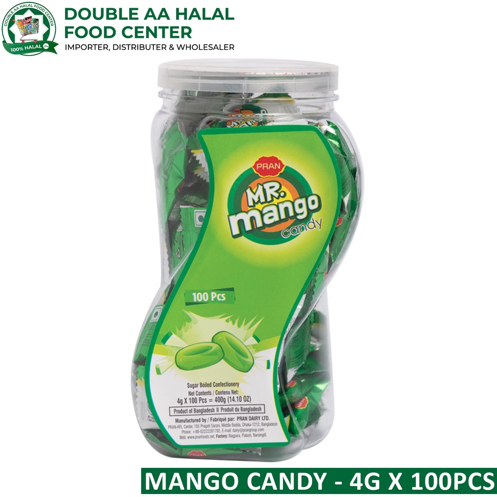 Pran - Mr Mango Candy Jar | 100 pcs x 4g (400g) | Mango Flavored Candy ...