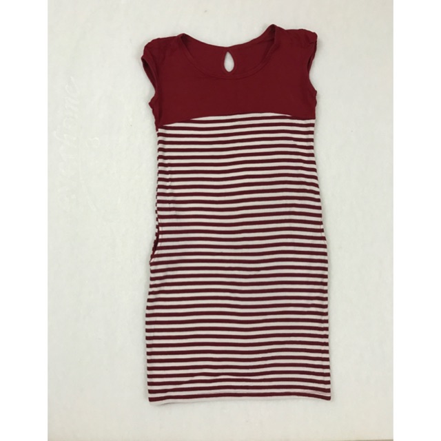 Red elastic body dress with horizontal stripes | Shopee Philippines