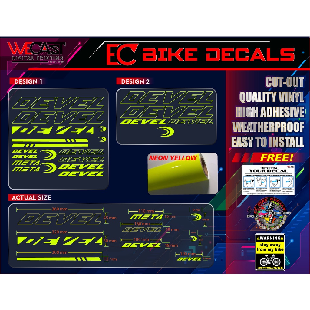 WECAST Devel Bike Frame Decals and Bike Sticker for Frame | Shopee ...