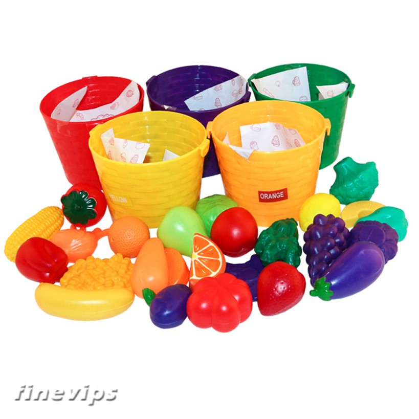 30 Pieces 5 Baskets Cognition & Sorting Pretend Play | Shopee Philippines