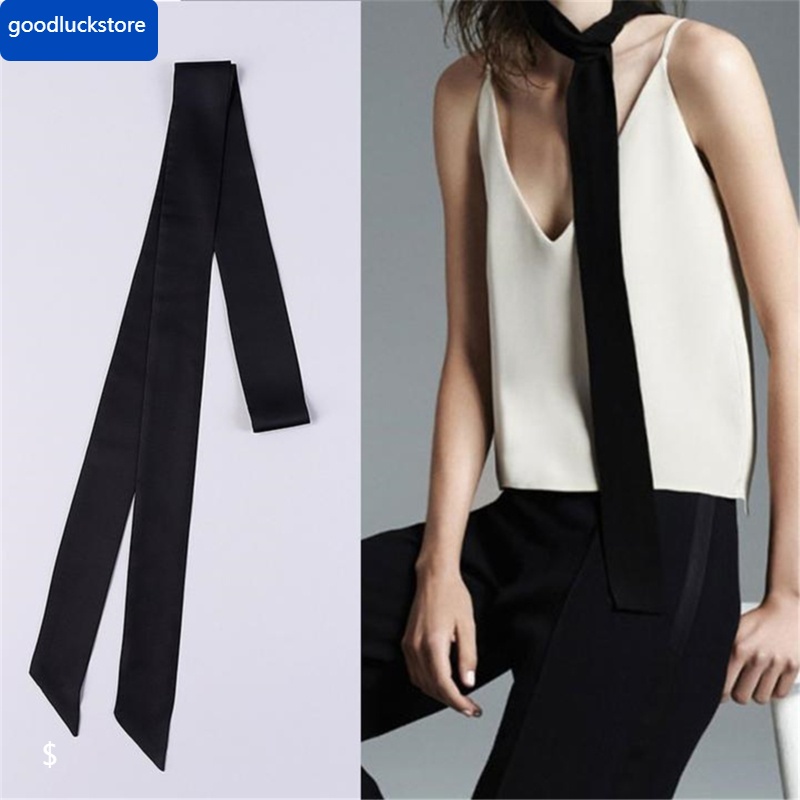 Women Skinny Scarf Satin Long Slim Ribbon Thin Tie Neck Ladies Scarf ...