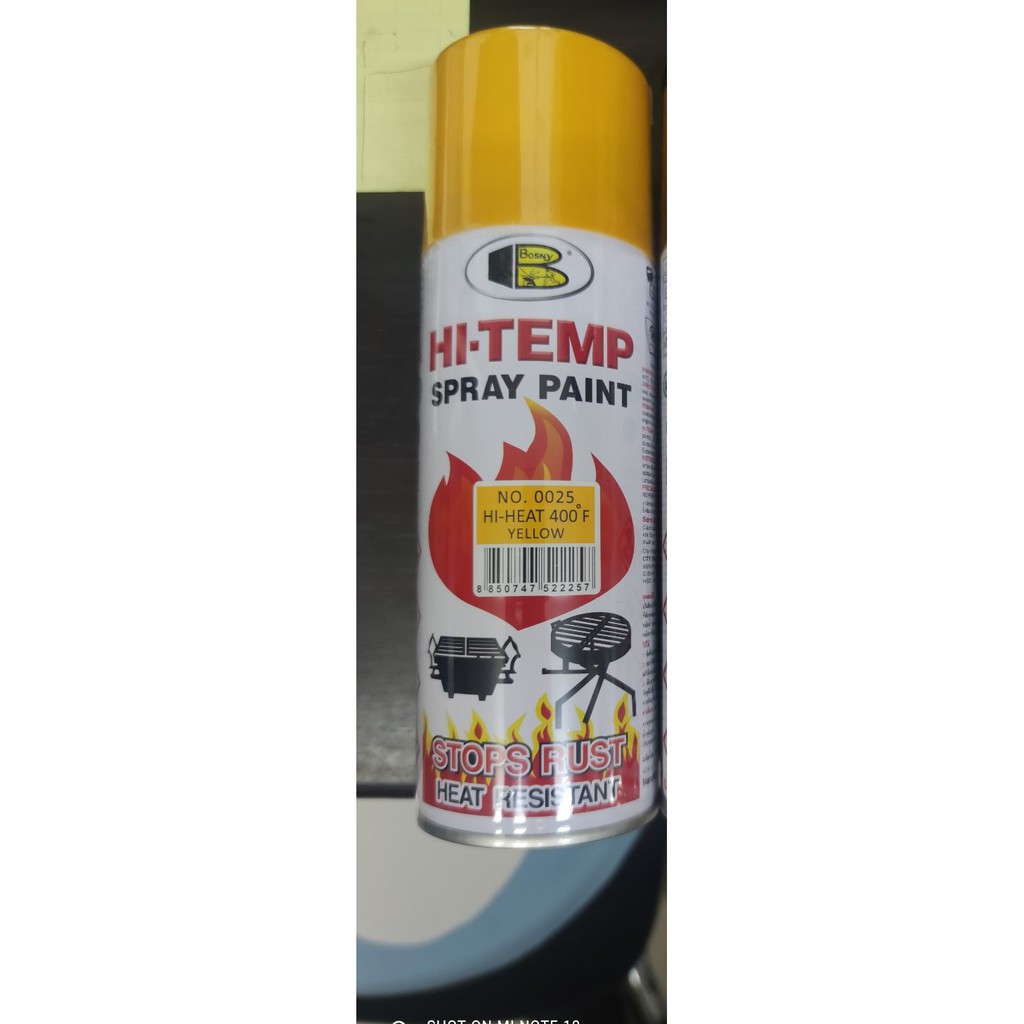 Bosny Hi Heat Resistant Up To 400F Spray Paint - Yellow 0025 | Shopee ...