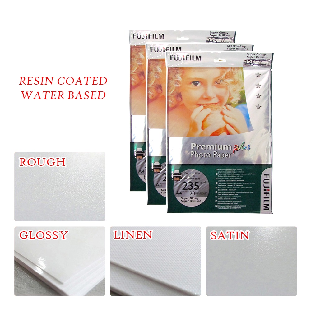 FUJI FILM RC PHOTO PAPER A4 satin / rough satin / linen / rc glossy ...