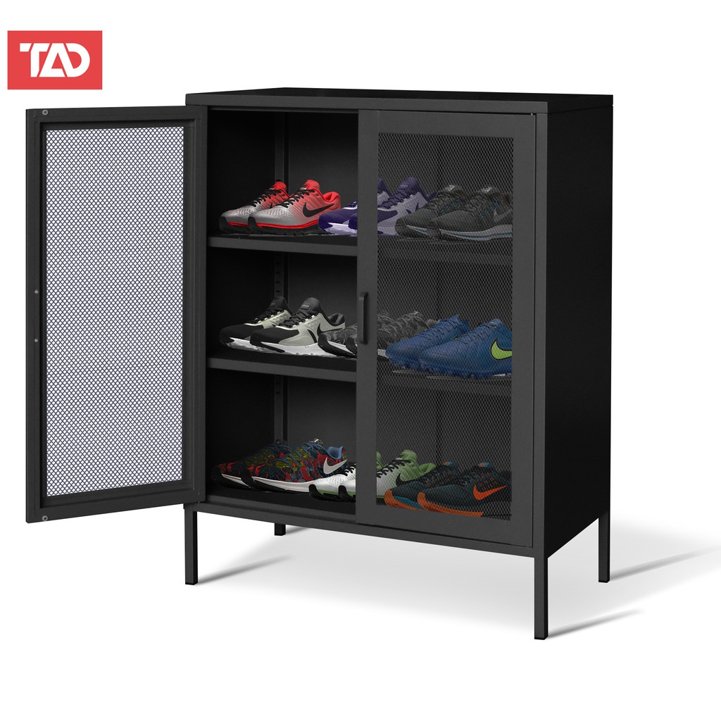 TAD HS-2TMS Metal Mesh 2 Door Storage Cabinet, Metal Wire Mesh, Grid ...