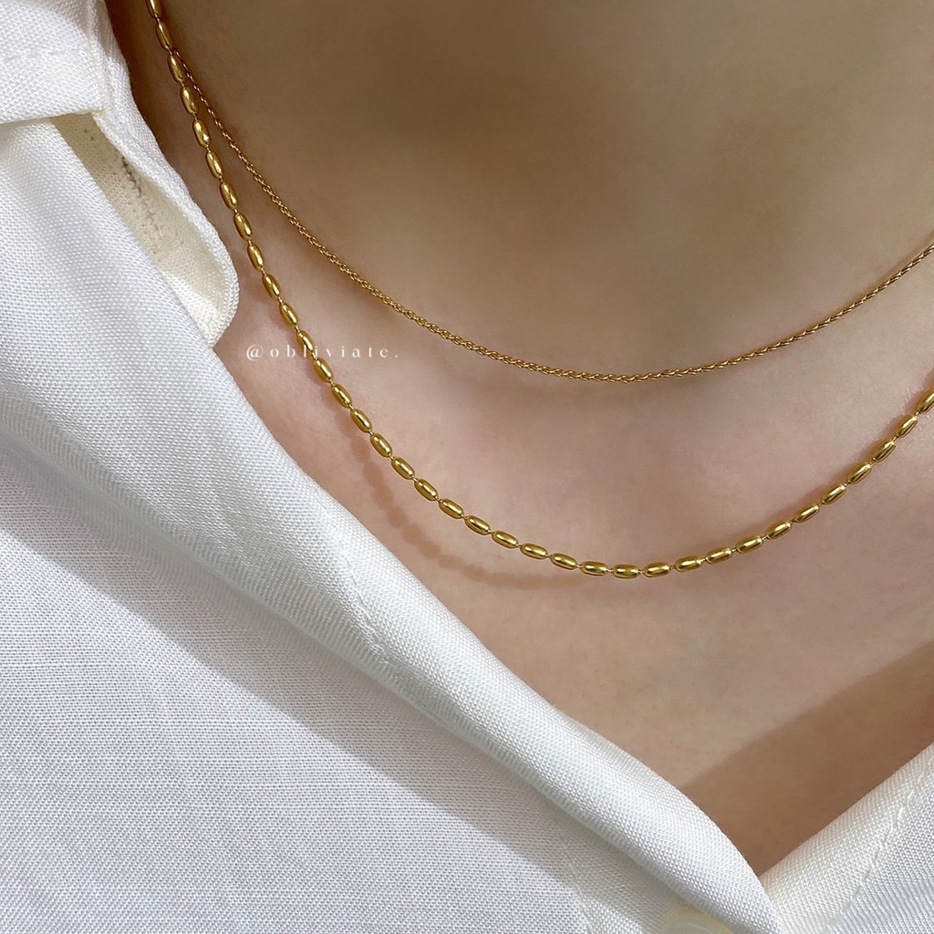 2 Layers Beaded Stacking Chain Necklace •18K Gold Plated Non-Fade ...