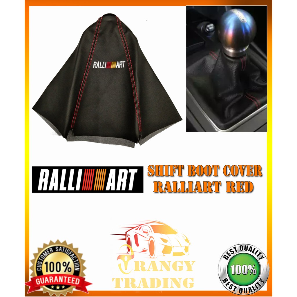 Universal Leather Ralliart Shift Boot Cover Red (Car Accessories ...