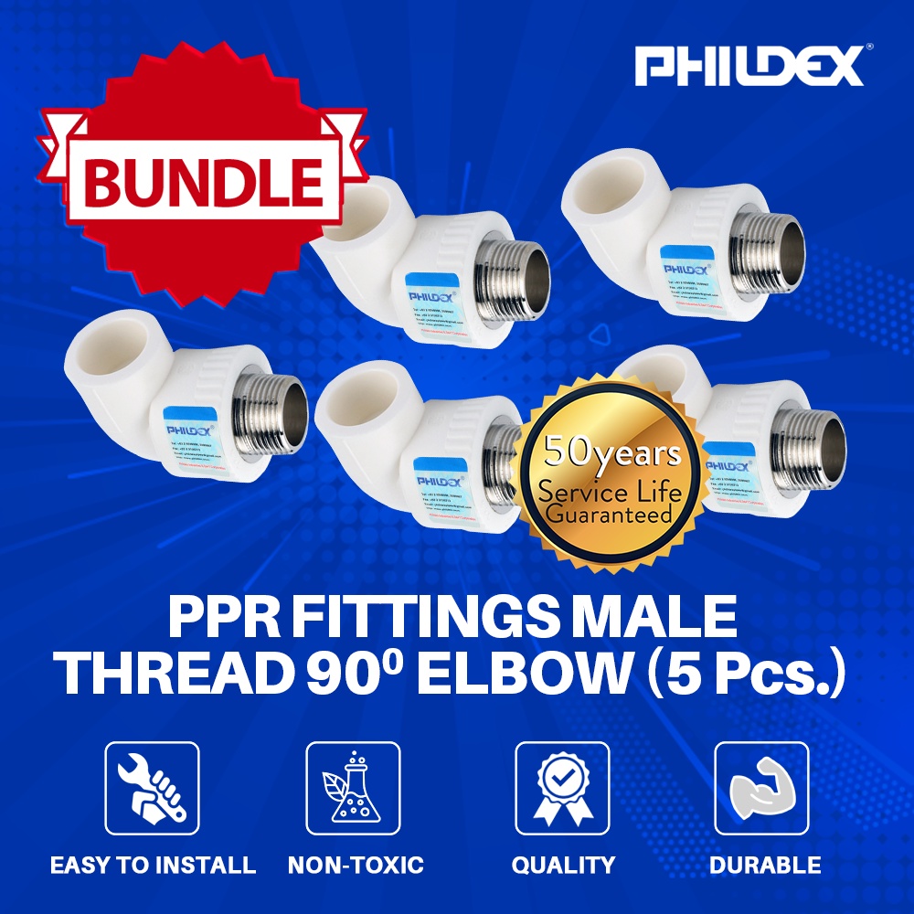 PHILDEX BUNDLE PROMO PPR Fittings- Male Thread 90° Elbow | Shopee ...