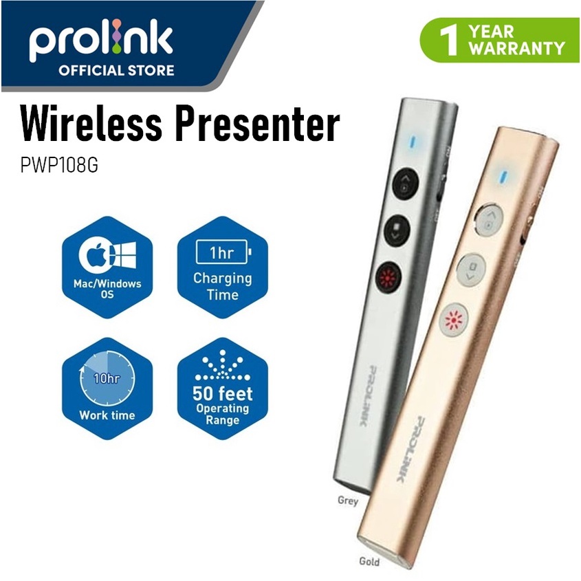 PROLiNK PWP108G 2.4GHz Wireless Presenter with red laser PPT ...