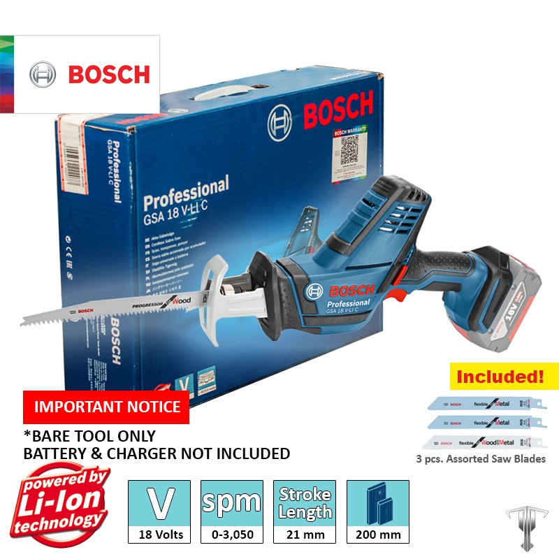 Bosch GSA 18 V-Li C Professional 18 V Cordless Sabre Saw (Bare Tool ...