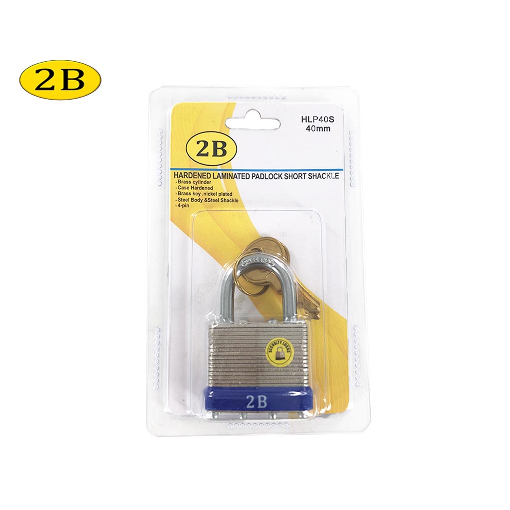 2B 40mm Hardened Laminated Short Shackle Padlocks Indoor & Outdoor Used ...