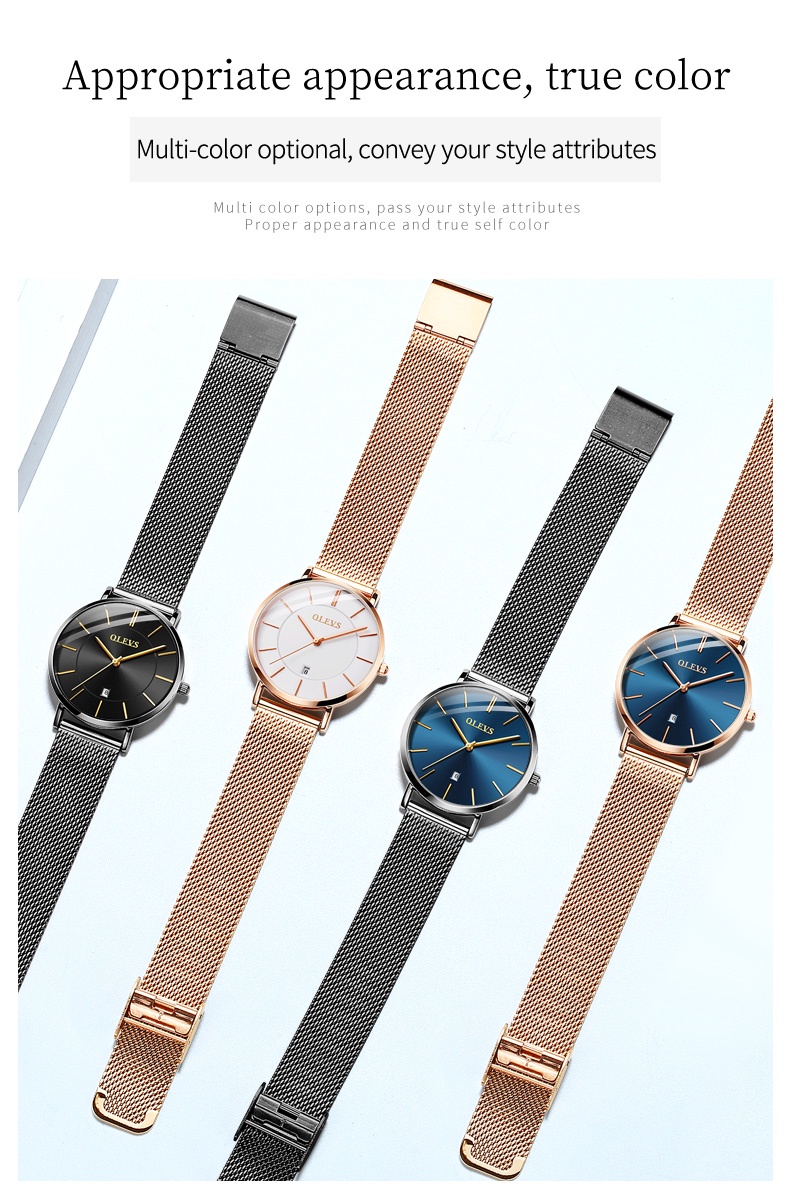 OLEVS Ladies Watch for Women Relo Waterproof Original Girls Rose Gold ...