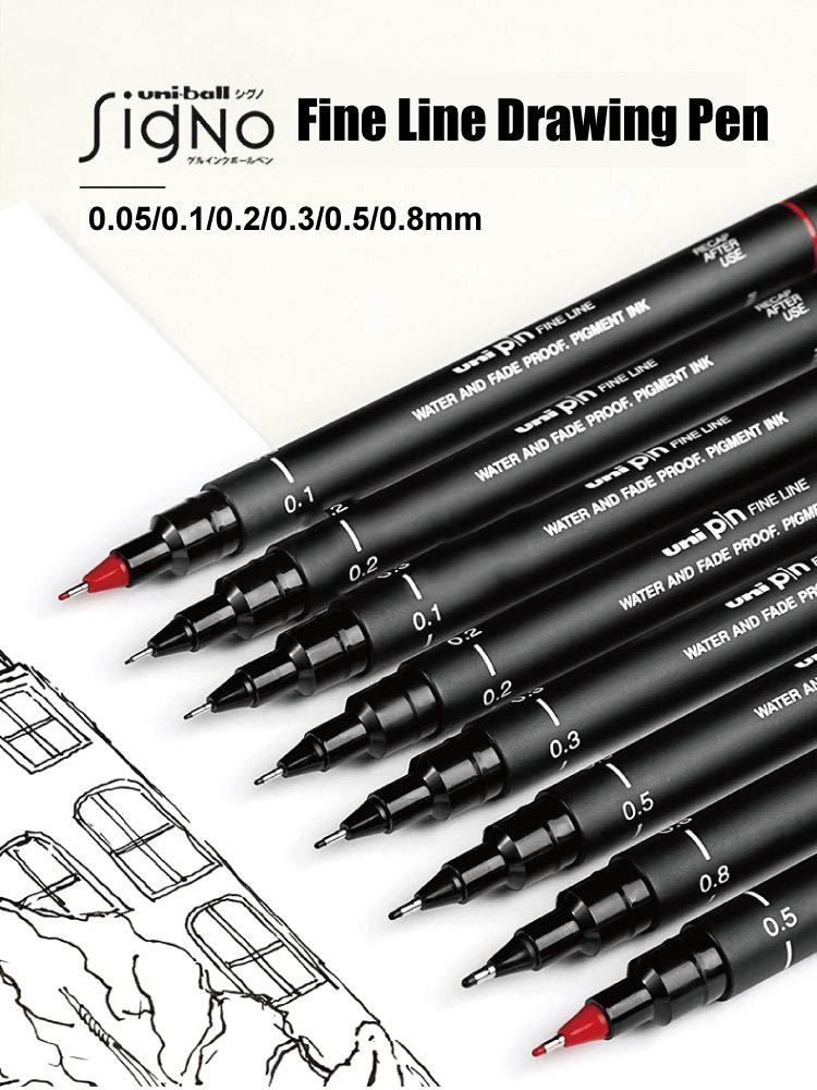 Unipin Uni pin Fine Line Drawing Pen BLACK- Water and Fade Proof ...