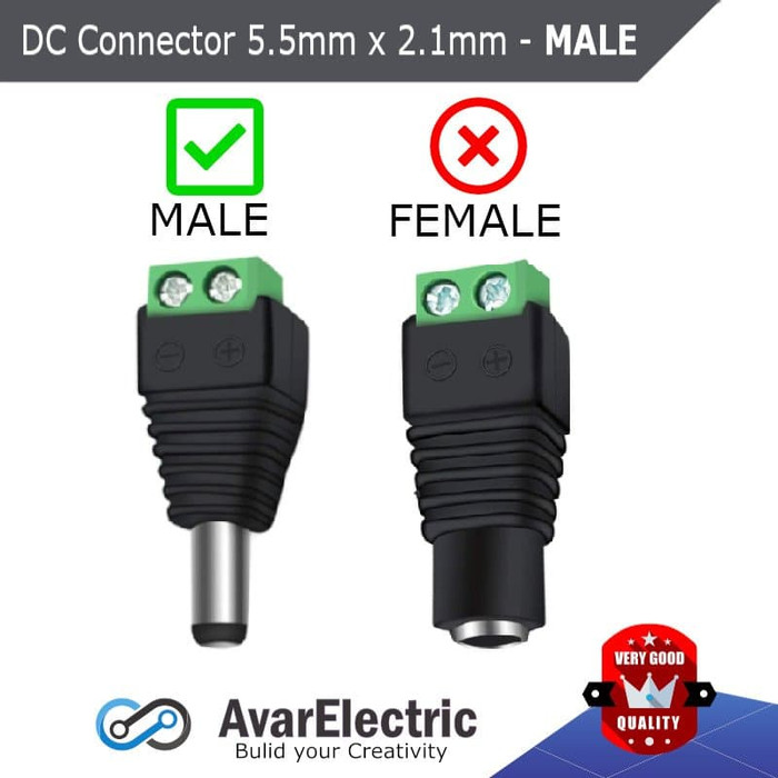 Dc Connector Male 2.1x5.5mm Dc Connector Cctv Led Strip | Shopee ...