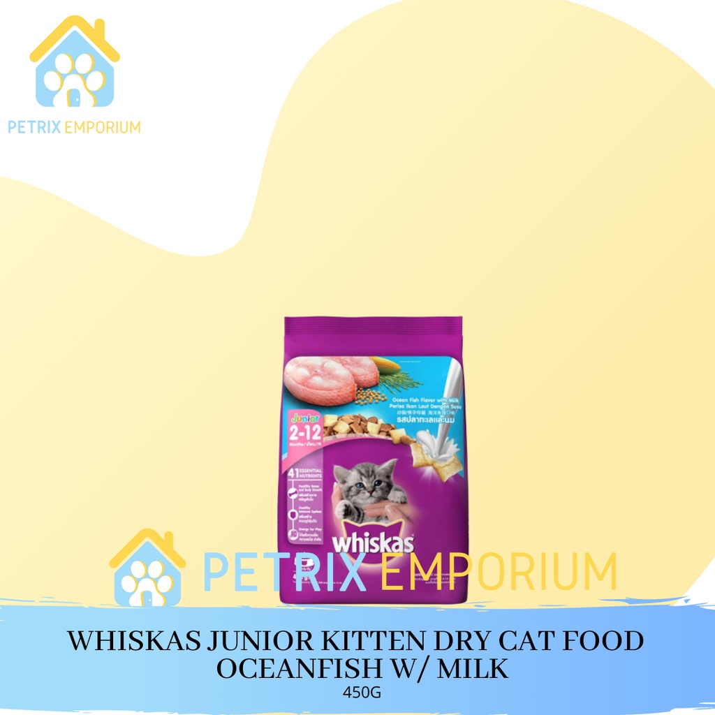Whiskas Junior Kitten Dry Cat Food - Oceanfish W/ Milk 450G | Shopee ...