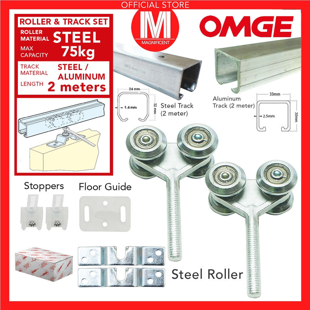 Omge Italy Sliding Door Roller (Nylon/Steel) Set 80 to 100kg with 2 ...