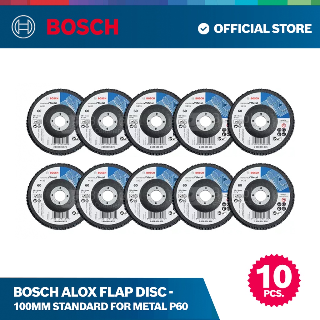 Bosch Alox Flap Disc - 100mm Standard for Metal P60 - (Set of 10) - Tools/Accessories | Shopee ...
