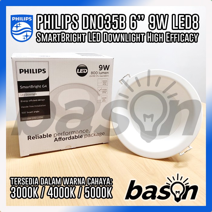 PHILIPS DN035B 9W 800lm D150 6" PSU WH - Professional LED Downlight ...
