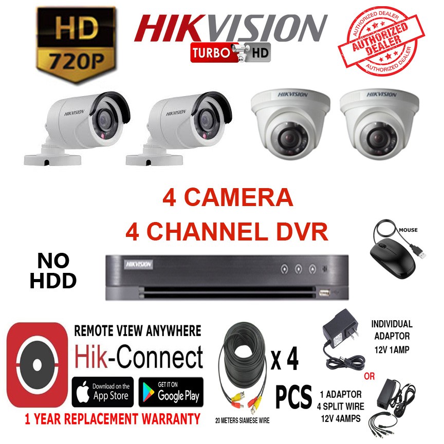 HIKVISION 1MP 4 Camera 4 Channel Turbo HD Package | Shopee Philippines
