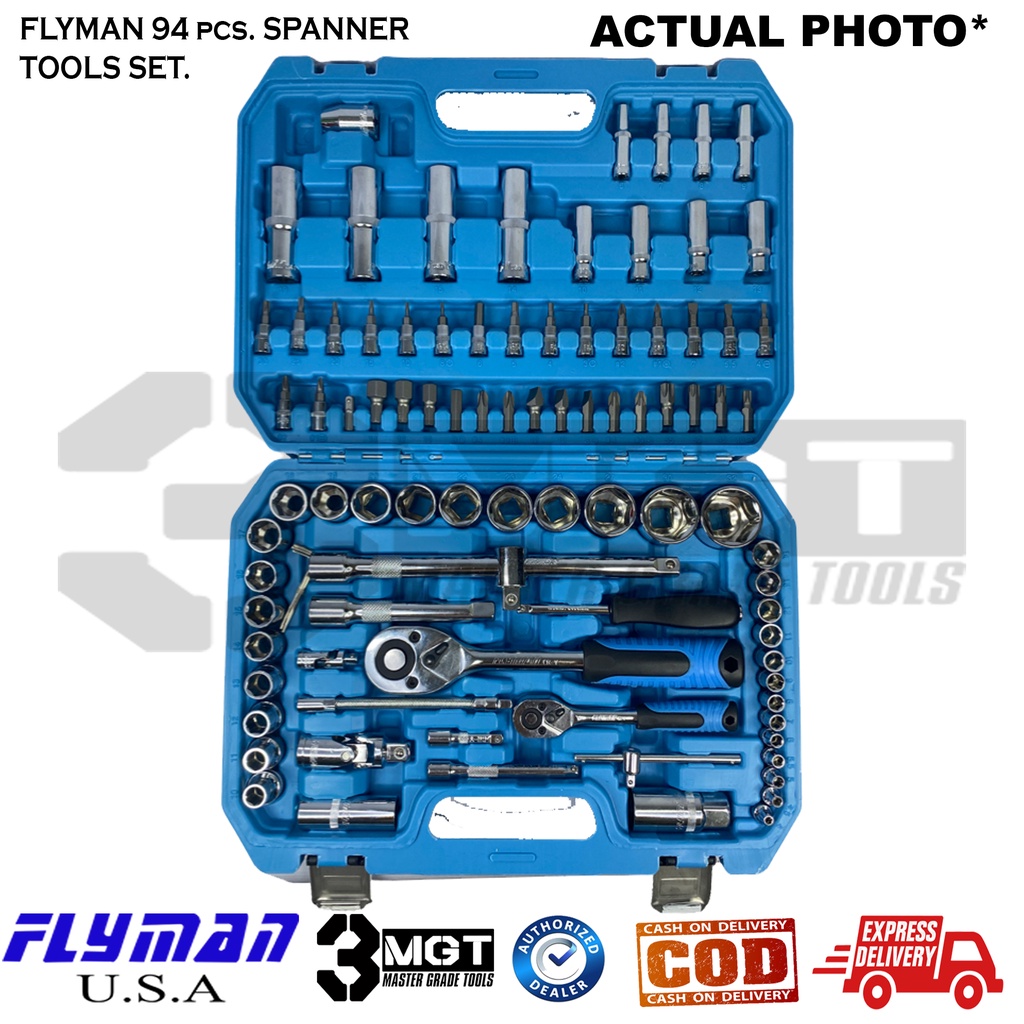 Original Flyman 94 Pcs. 1/2" + 1/4" Drive Socket Set ALL IN TOOL SET ...