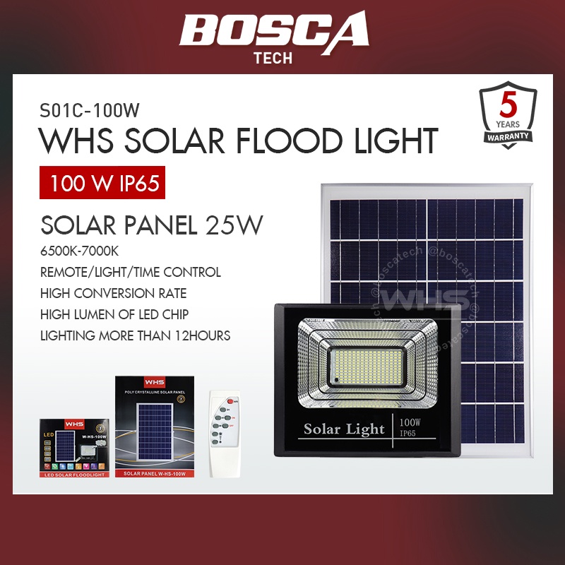 WHS Solar Flood Light LED IP65 S01C 100W W-HS with Solar Panel 25w ...