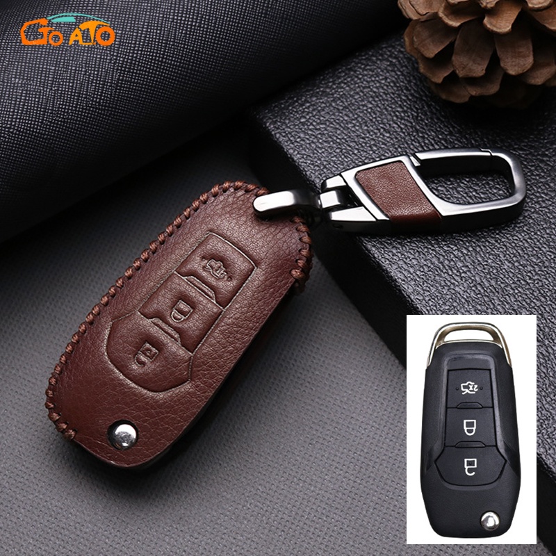 GTIOATO For Ford Leather Key Cover Car Holder Remote Key Case For Ford ...
