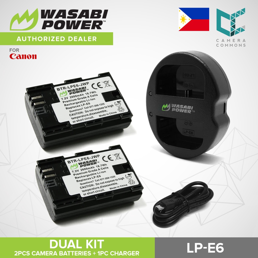 Wasabi Power LP-E6 LP-E6N Dual Kit Battery Charger for Canon Cameras ...
