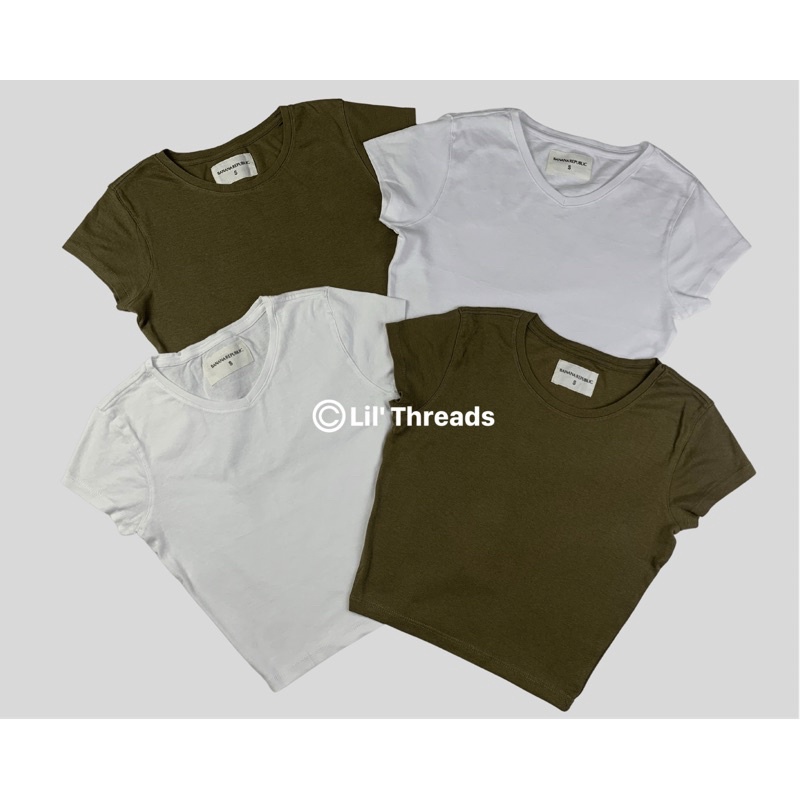 SEMI CROPPED TOP SHORT SLEEVES - SLIM FIT (overruns) | Shopee Philippines
