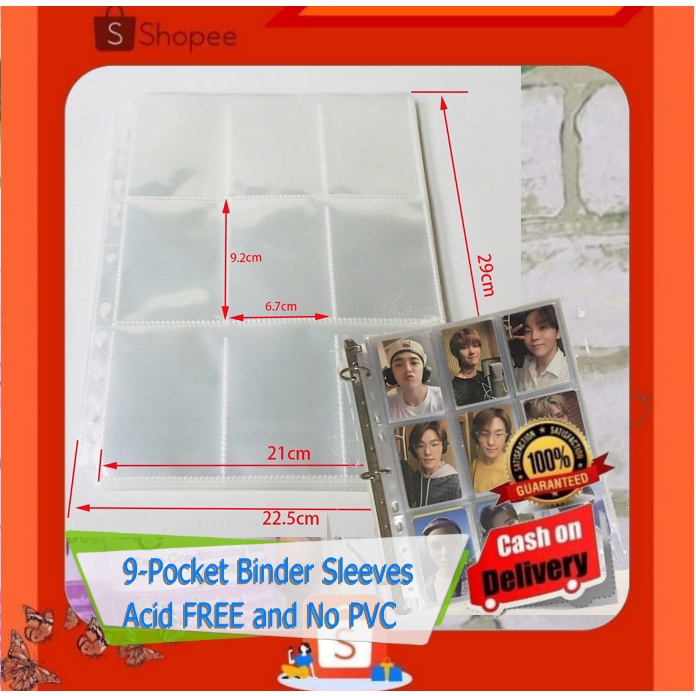 A4 9-pocket Binder Sleeves Acid & PVC Free-sized cards 6.7x9.2cm(2-1/2 ...