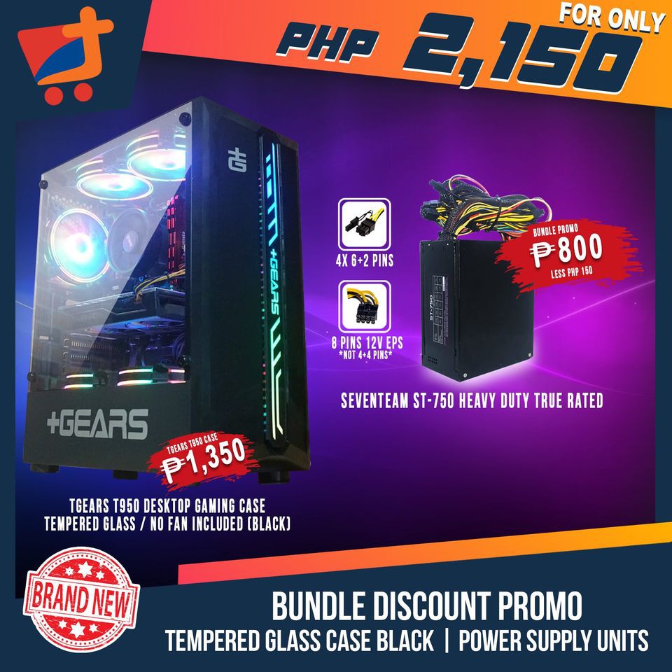 TTREND BUNDLE TGEARS T950 DESKTOP GAMING CASE & ST-750Watts TRUE RATED ...