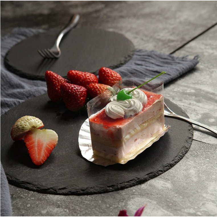 SLATE COASTER – Black Aesthetic Stone Coaster Food Plate Table Square ...