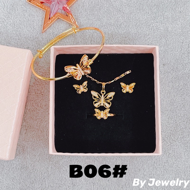 【BY】18k Rose Gold Plated 4 in 1 Jewelry Set for kids.Best Gift.Free Box ...