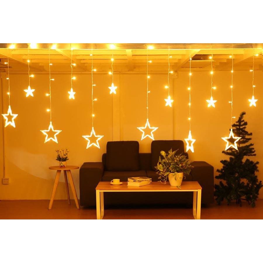 Multi-colored star-shaped hanging light string 5 meters long (12 stars ...