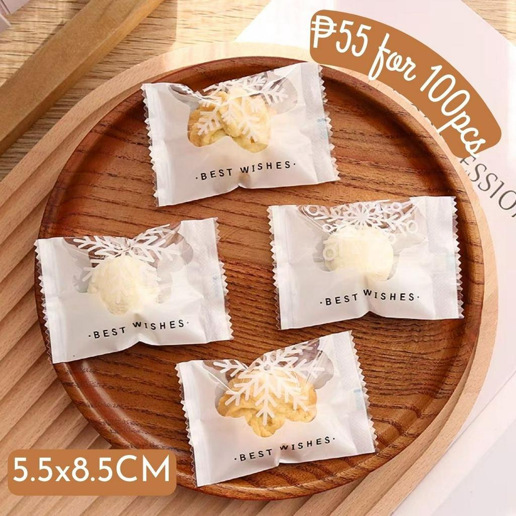 FP1736 (100pcs) 5.5X8.5 CM Christmas Snowflake Cookie Plastic Pastry ...