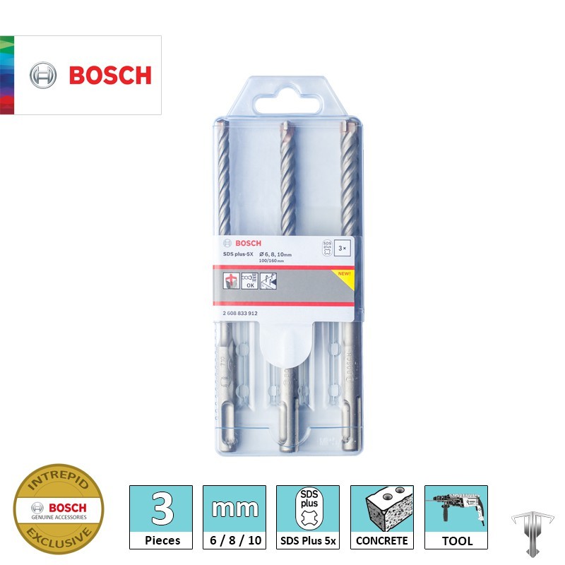 Bosch 2608833912 Sds Plus 5x Drill Bit Set Of 3 Shopee Philippines
