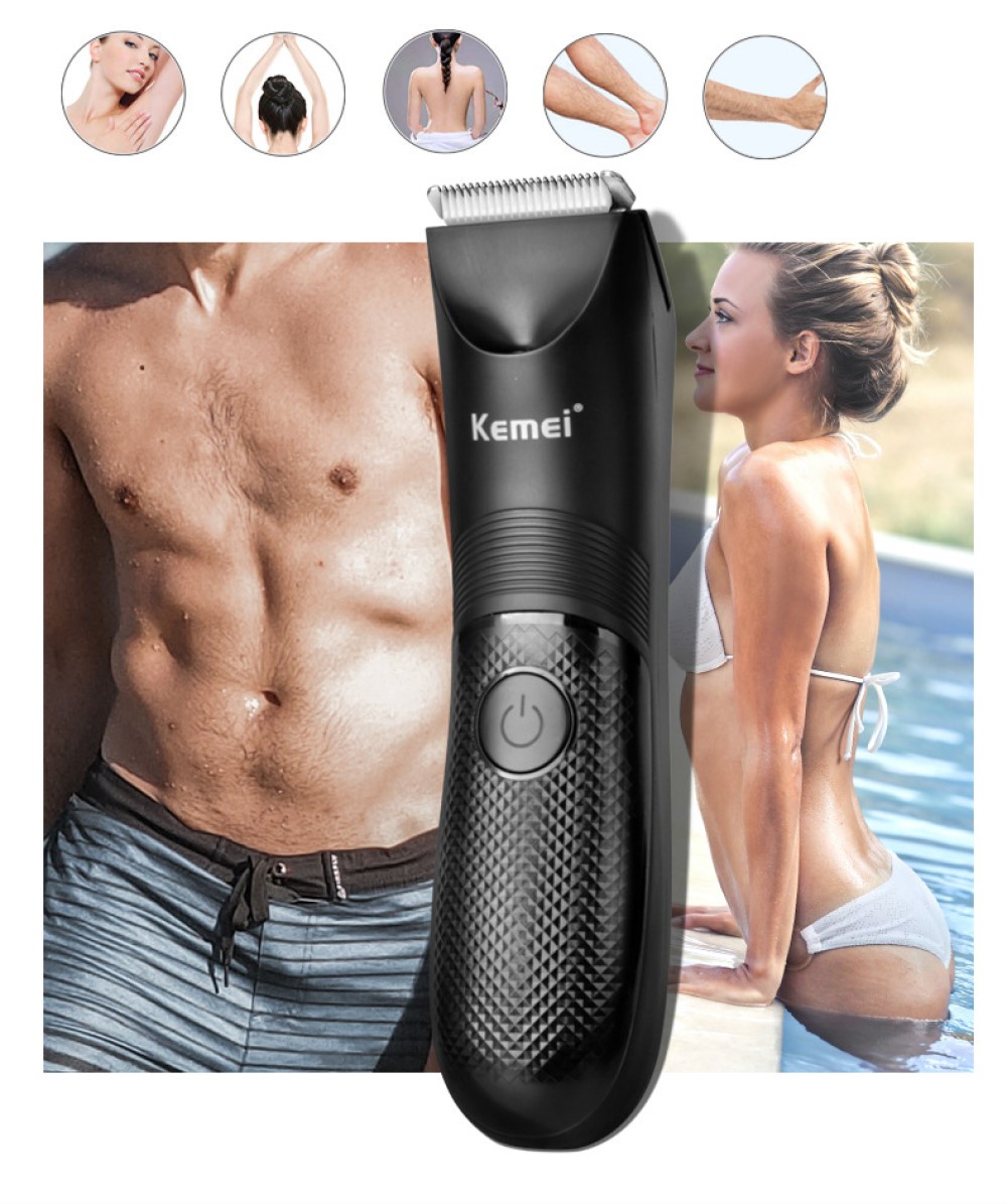 Kemei KM-1838 Groin Area Hair Trimmer Waterproof Wet Dry Clippers Pubic Armpit Body Hair Razor ...