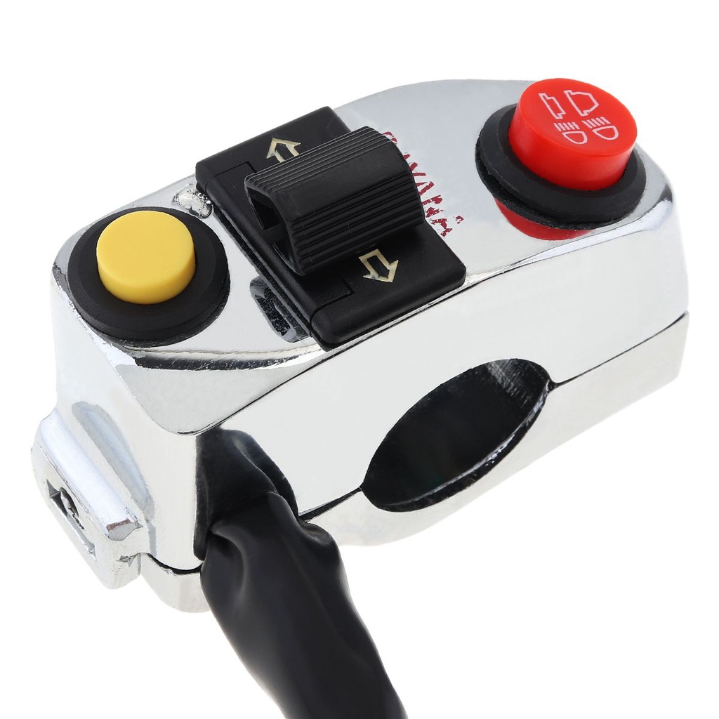 7/8'' 22MM Black & Silver Motorcycle Handlebar Control Switch Three ...