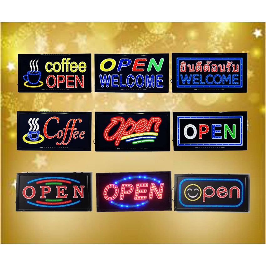 LED Coffee OPEN SIGN Finished Light Size 48 * 25 Cm. Alphabet ...