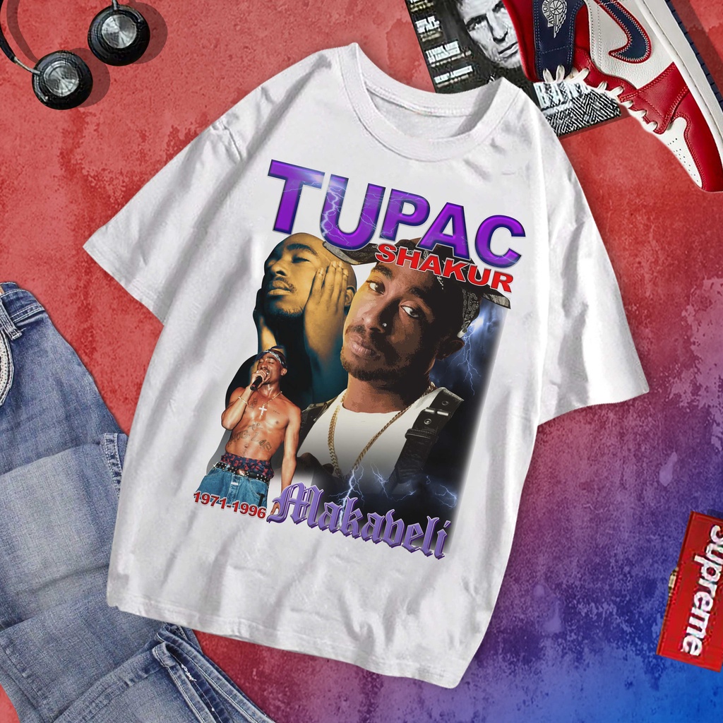 Tupac Shakur white T shirt men and women unisex Oversized tops | Shopee ...