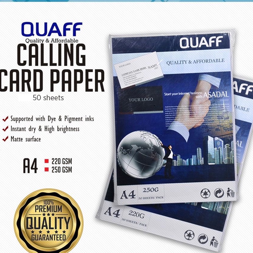 QUAFF Double-sided Matte Calling Card Paper A4 (50sheets / pack) 250 ...