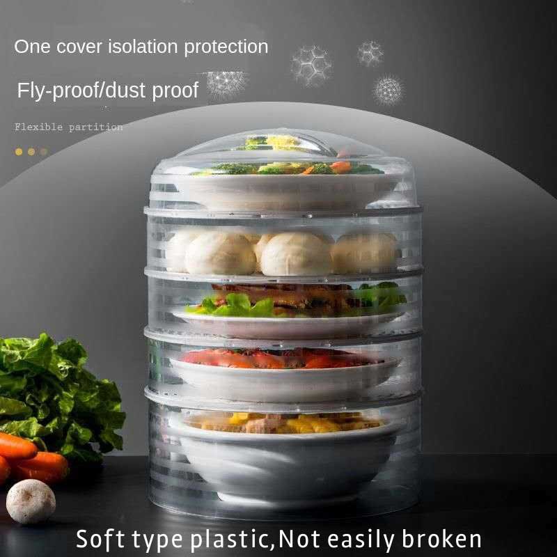 5 Layers Transparent Multi layer dish Food cover Stackable tudung saji ...