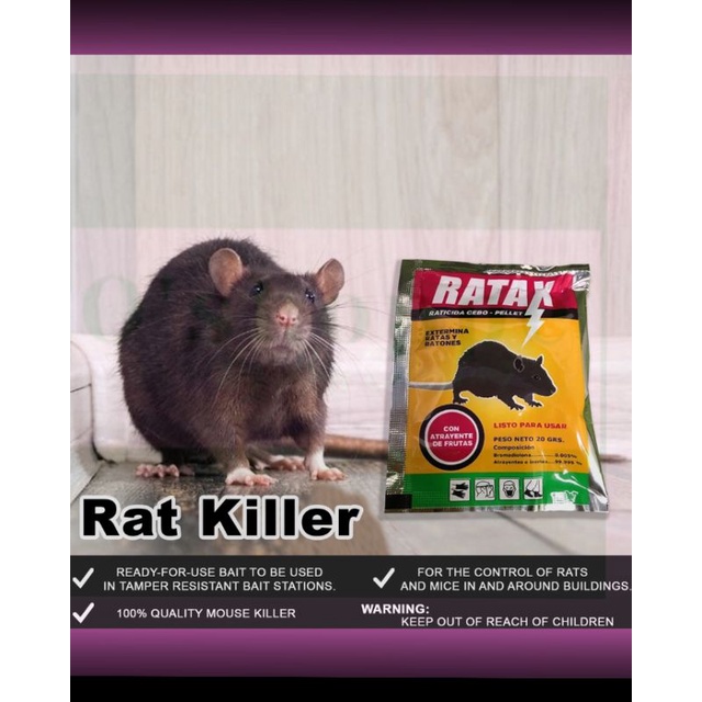 RATAX RAT/MOUSE/MICE/RODEN KILLER BAIT 20g.PEST CONTROL | Shopee ...