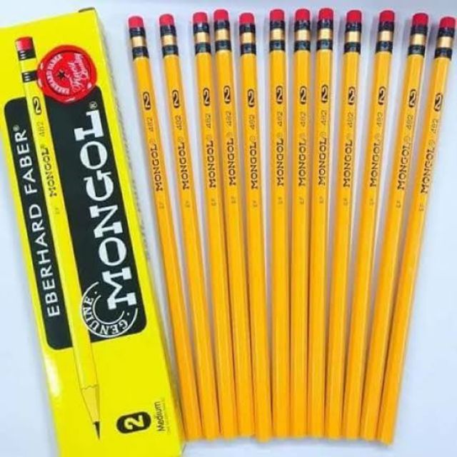 Original Mongol #1,#2,#3 Pencil W/eraser lapis 12 PCS for 1Box | Shopee ...