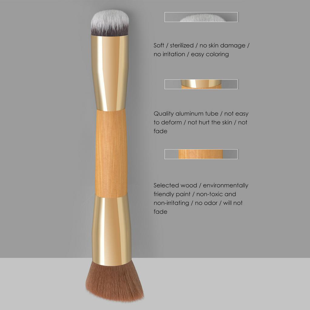 Single Black Bamboo Handle Double-Headed Foundation+Contouring Makeup ...