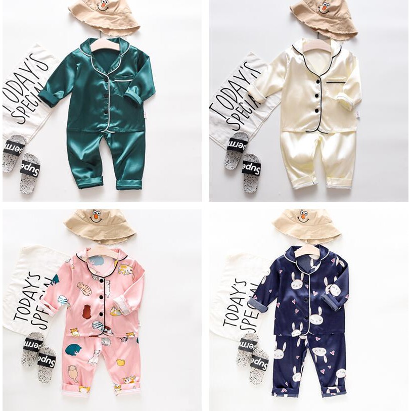 Baby Kids Girls Boys Cartoon Cat Print Sleepwear Set Pajamas Nightwear ...