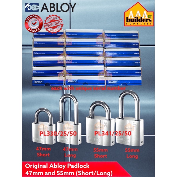 Original Abloy Padlock PL330 47mm PL341 55mm Short and Long Shackles ...