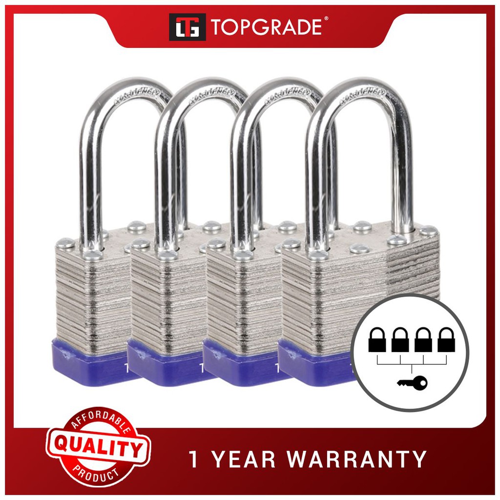TopGrade Tp5140lx4 Ka 4 Pcs Heavy Duty Laminated Lock Long Shackle With ...