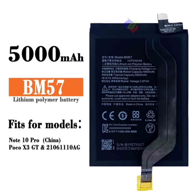 BM57 New Replacement Battery For Xiaomi POCO X3 GT Redmi Note 10 Pro (China) High Quality ...