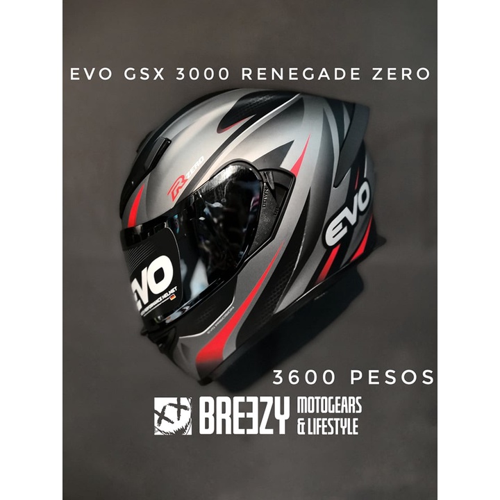 EVO GSX-3000 RENEGADE ZERO RED DUAL VISOR FULLFACE HELMET | Shopee ...