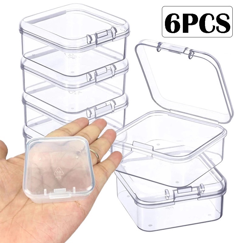 6Pcs High Quality Square Transparent Plastic Small Boxes Jewelry ...