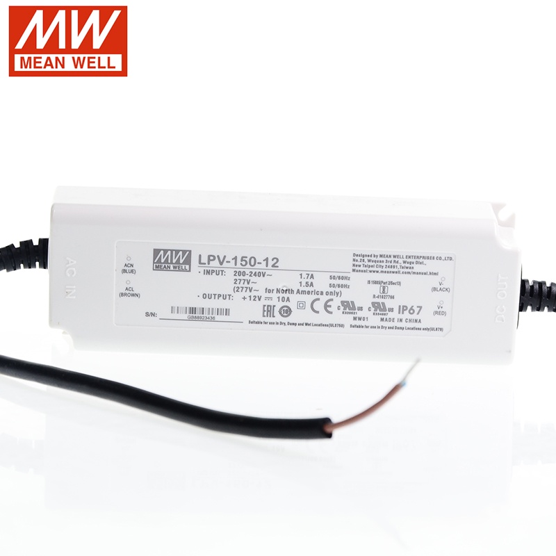 MEAN WELL LED Driver LPV-150 12V 15V 24V 36V 48V 150W Waterproof DC LED ...